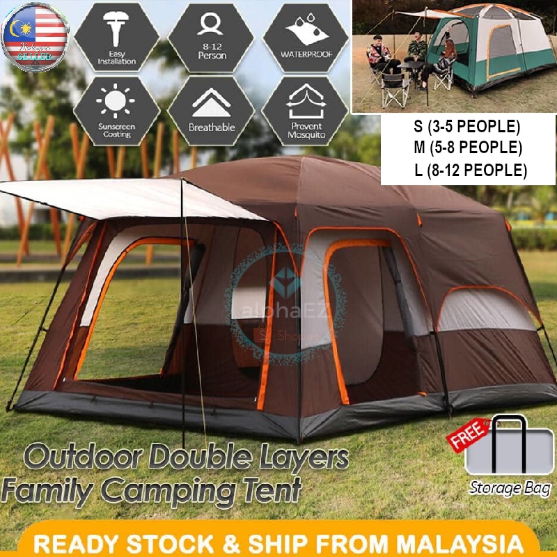 SPACIOUS FAMILY CAMPING CAMEL TENT Waterproof Double Layer Outdoor ...