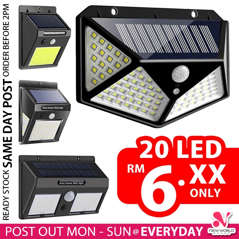 𝟰 𝗫 𝗦𝗜𝗗𝗘𝗗 》100 LED 3 Modes Solar Motion Sensor Light Waterproof Energy ...
