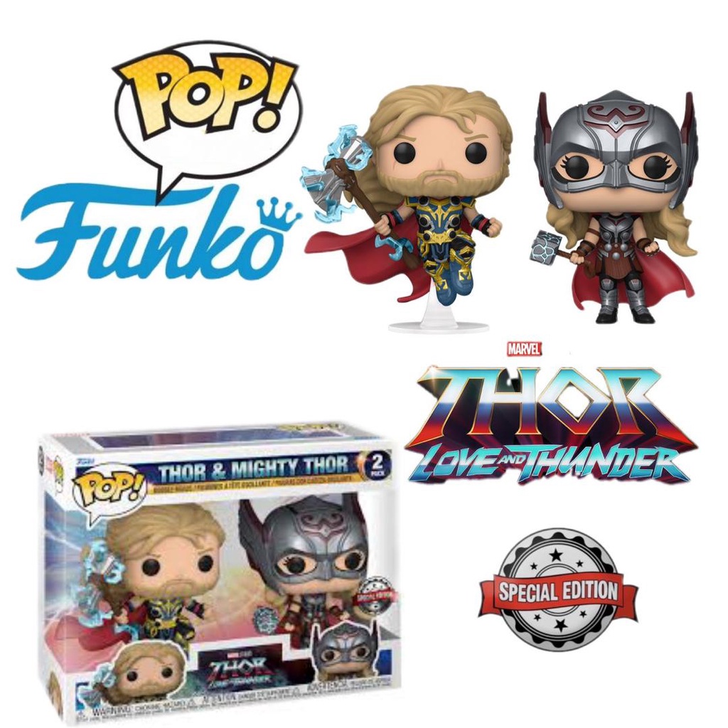 Funko Pop Vinyl Marvel Thor & Mighty Thor 2PK Thor: Love And Thunder ...