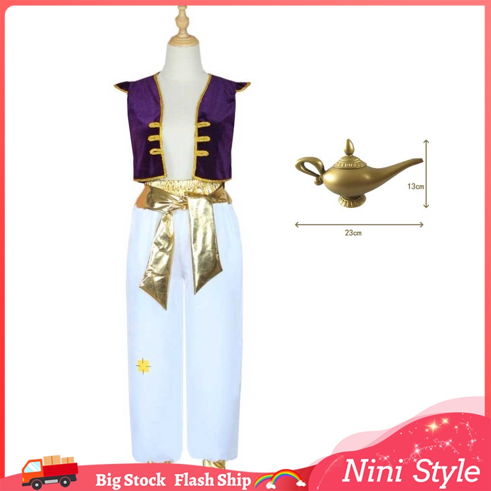Movie Aladdin Costume For Kids Boy Aladin Tshirt Pants And Magic Lamp ...