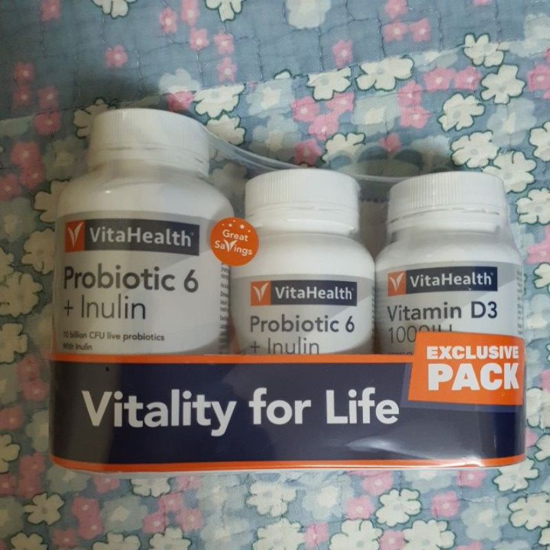 Vitahealth Probiotic 6 + Inulin 60s + 30s FOC Vitamin D3 1000iu 30s ...