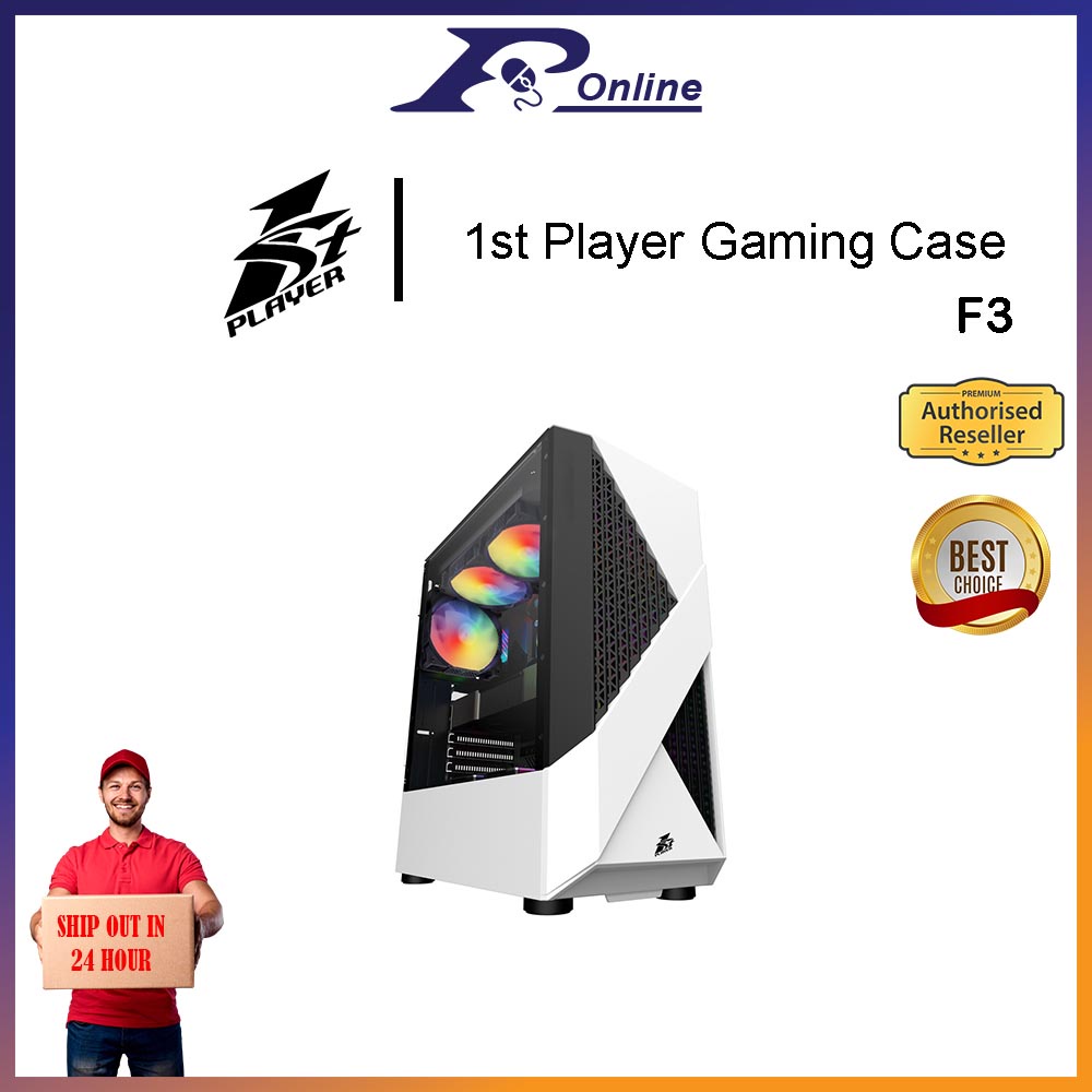 1st Player F3-A ATX Tempered Glass Side Panel Gaming Case ( black/white ...