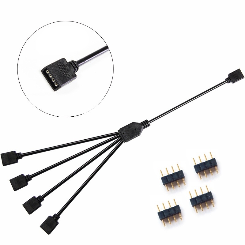 5V ARGB 3 Pin / 12V RGB 4 Pin / Motherboard ARGB Splitter Extension ...