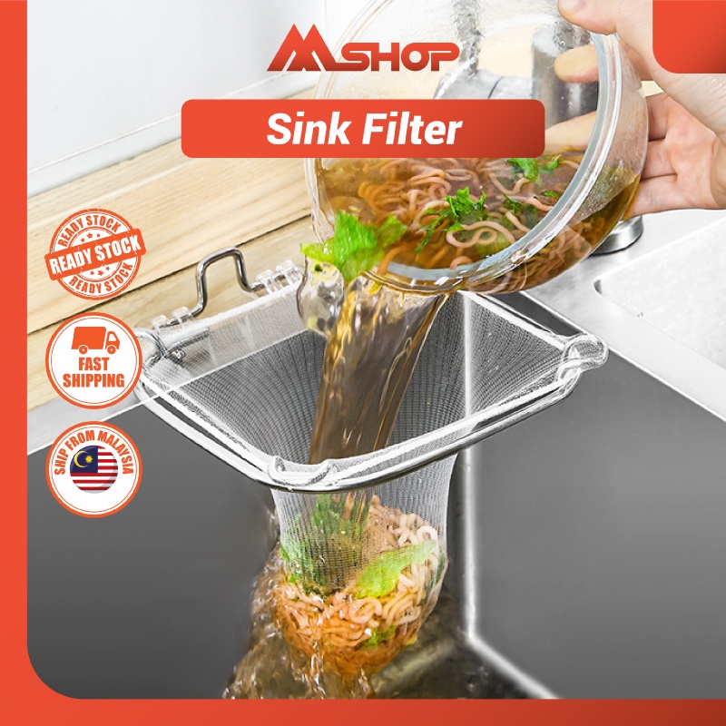 M^Shop Sink Filter Drainage Rack Net Drain Basic Filter Stainless Steel ...