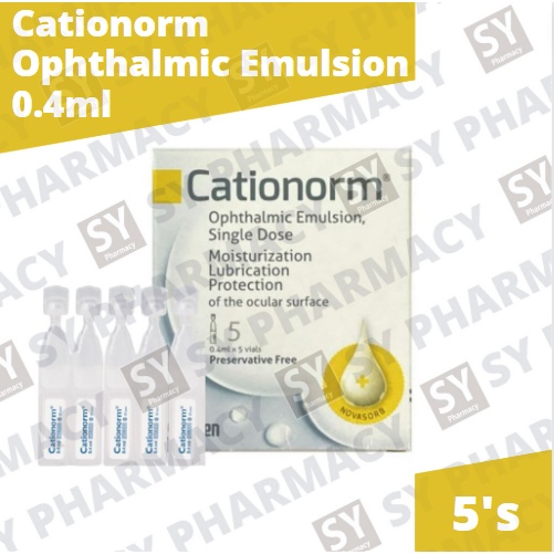[𝗥𝗘𝗔𝗗𝗬 𝗦𝗧𝗢𝗖𝗞] Cationorm Ophthalmic Emulsion 0.4ml 5's/30's | Shopee ...
