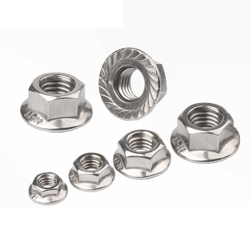 5/25/50pcs Stainless steel 316 hex flange nut anti-skid nut flange nut ...