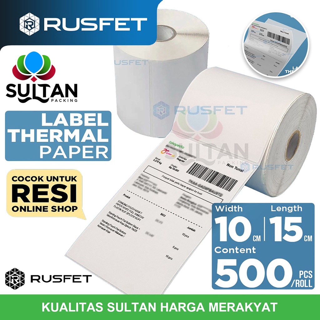 Rusfet Thermal sticker Paper Label 10x15 500 Resi online shop printer ...