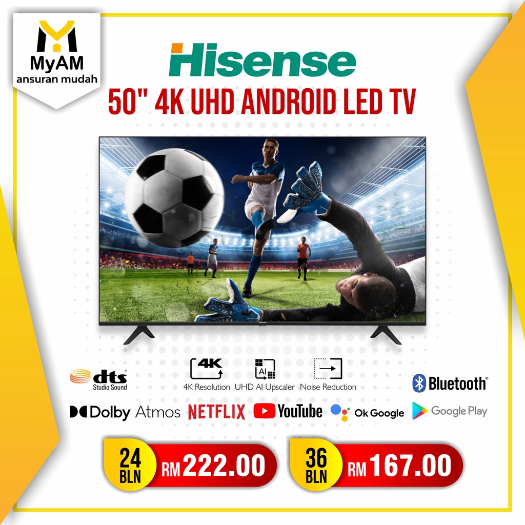 [Installment Plan] Ansuran Mudah Hisense 50" Android 4K Ultra HD Smart ...