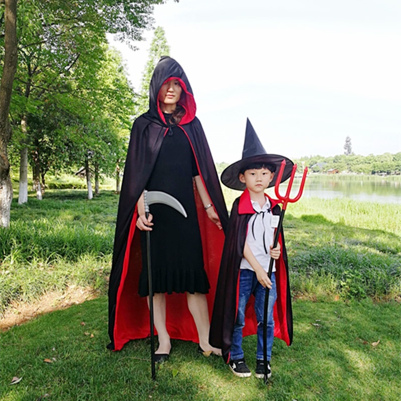 Halloween cloak children adult makeup costume props red and black face ...