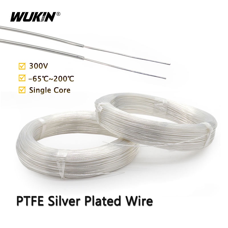1 Meter Clear Single Core PTFE Silver Plated Wire 30/28AWG Sq 0.12/0.2/0.5mm High Purity OFC ...