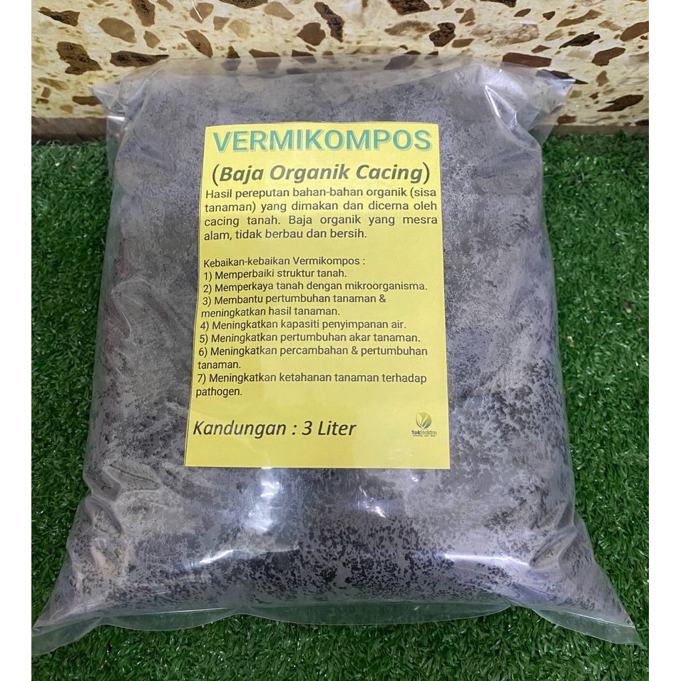 VERMIKOMPOS ( Baja Organik Cacing) Pek 3 Liter (Approx. 1.6kg) | Shopee ...