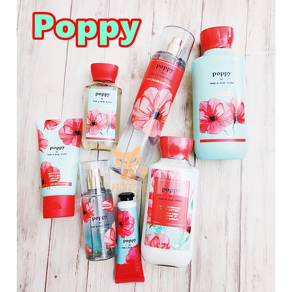 NEW SCENT Poppy Bath & Body Works Fragrance Mist Body Lotion Shower Gel ...