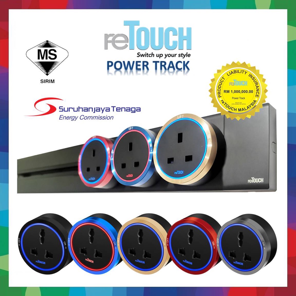 [SIRIM] Retouch Power Track Socket Switch 32A Power Line Long Flat Pin ...