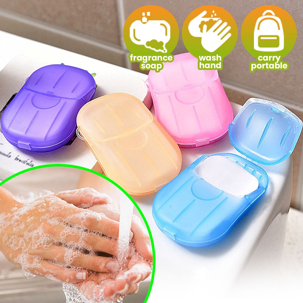 Sabun Tangan Kertas 20pcs Box Disposable Mini Soap Paper Portable Hand ...