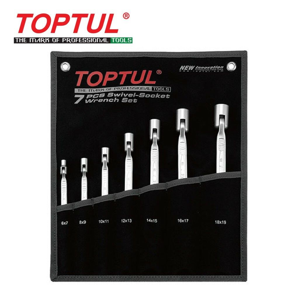 TOPTUL Double End Swivel-Socket Wrench Set Pouch Bag GPAQ0701 ...
