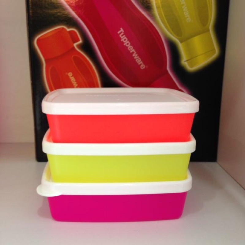 Tupperware Neon Shallow Square Round / Food Container 250ml - 1pc Used ...