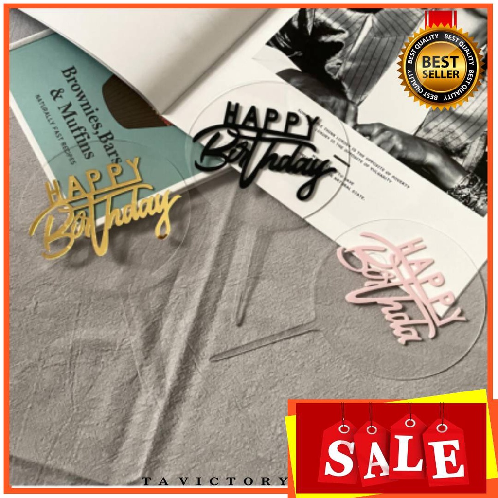 Acrylic Ins Style Birthday Cake Topper Transparent Back with Acrylic ...