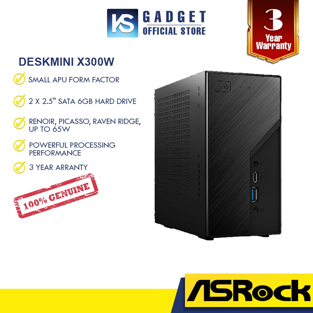 ASROCK DESKMINI X300W BAREBONE (INC CHASIS, MOBO, POWER, COOLER ...