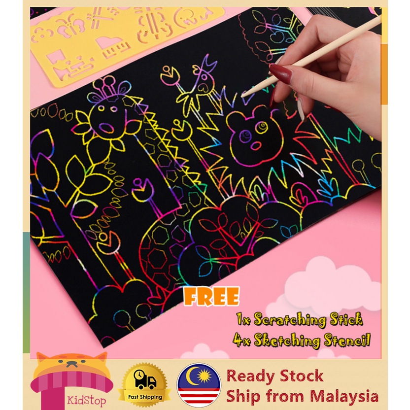 Colorful Rainbow Scratch Art Kit Magic Drawing Paper Odorless Art ...