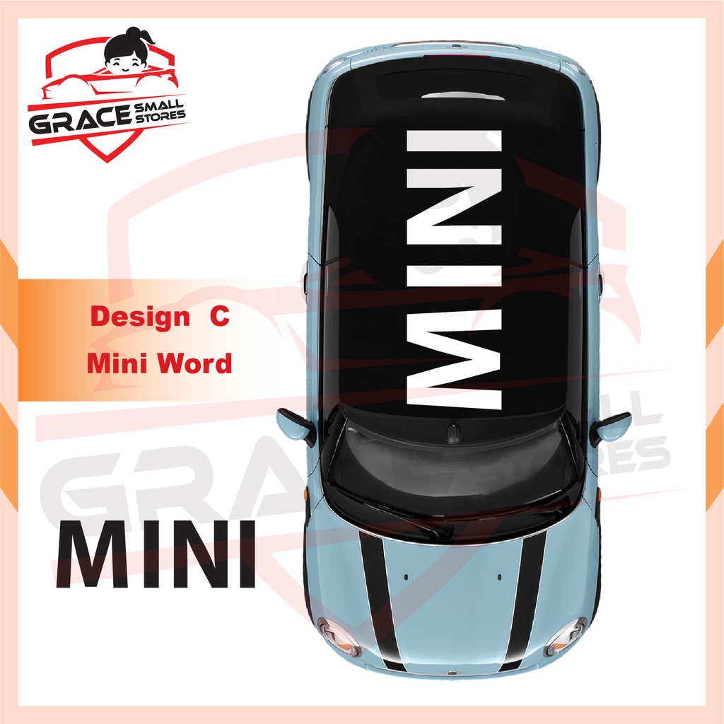 Mini Cooper Union Jack Mini word Chrquered Flag Car Roof Sticker Decals ...