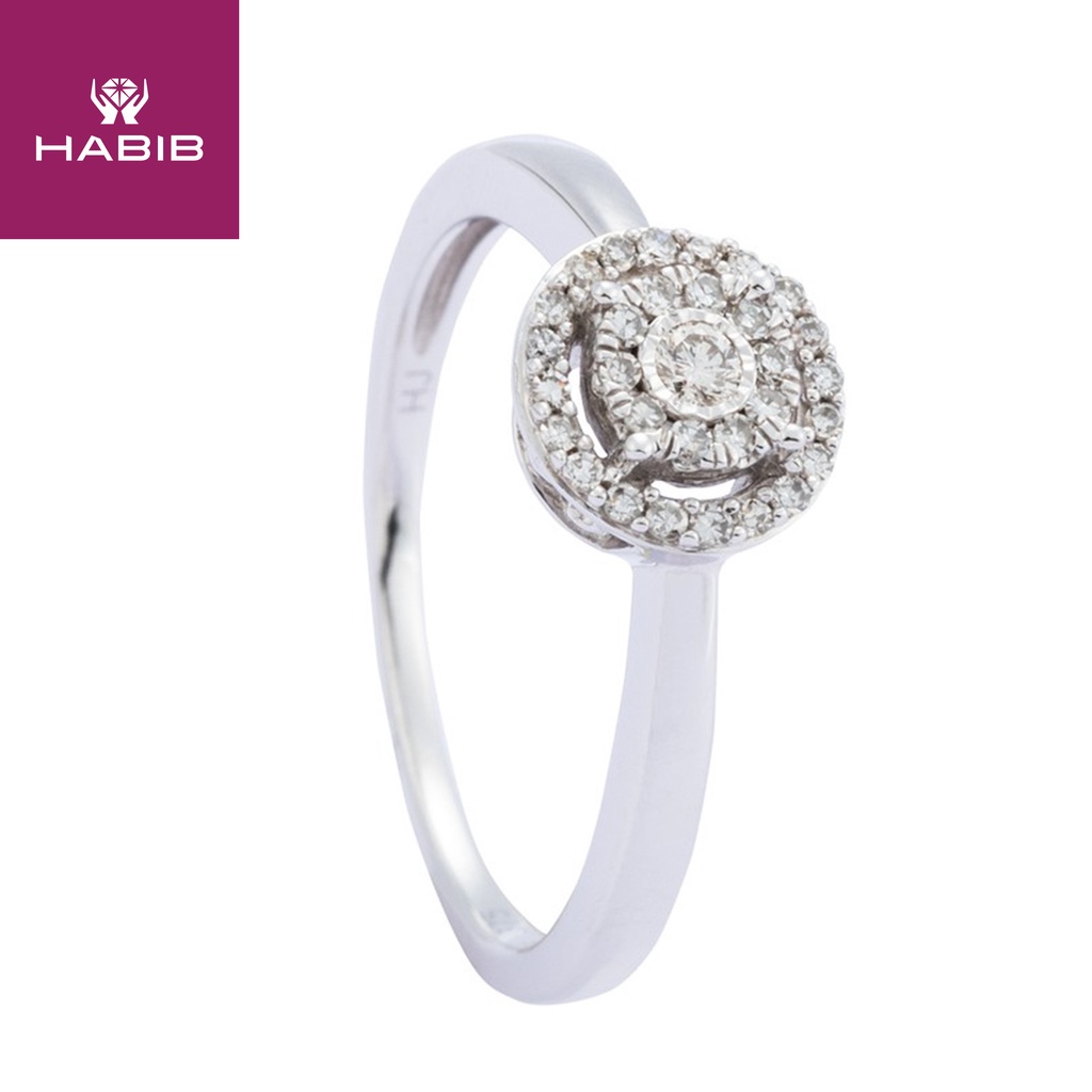HABIB Reverse Tapered Double Halo Diamond Ring in 375/9K White Gold ...