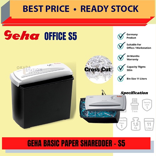 GEHA S5 Office Paper Shredder / Paper Shredder / Cross Cut | Shopee ...