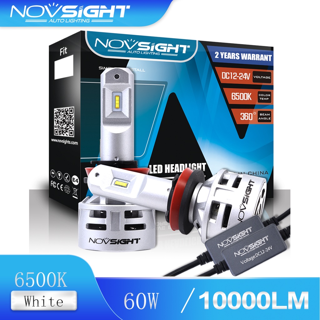 Novsight N9 H11 LED Headlight fog lights 10000LM 60W 6500K CSP Chip ...