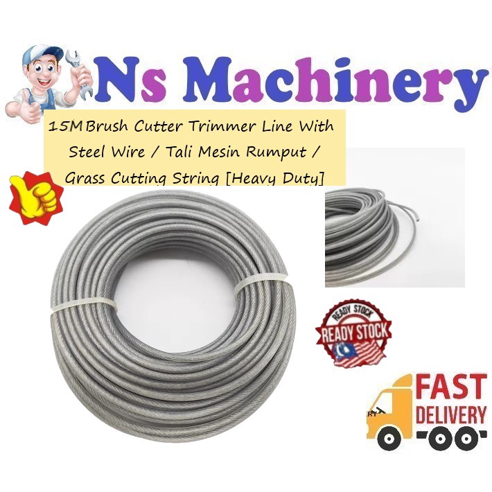 Brush Cutter Trimmer Line With Steel Wire / Tali Mesin Rumput / Grass ...