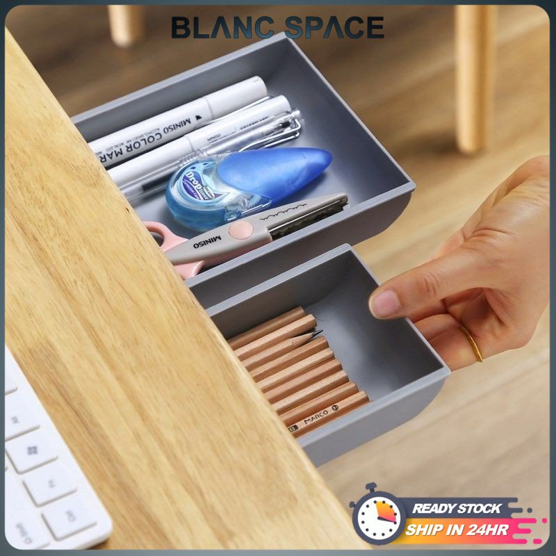 [BS] Under Table Drawer Organizer Box / Self-adhesive Under-drawer ...