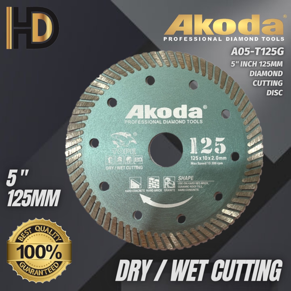 AKODA 5" 125MM TOPE Diamond Cutting Disc / AKODA A05-T125G 5" 125MM ...