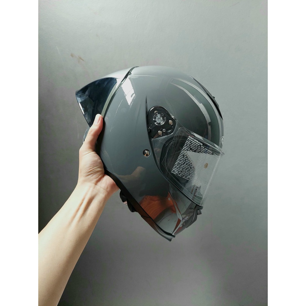 Zeus ZS 822B Gray 11C FULL FACE SINGLE FLAT VISOR (FREE DARK SMOKE ...