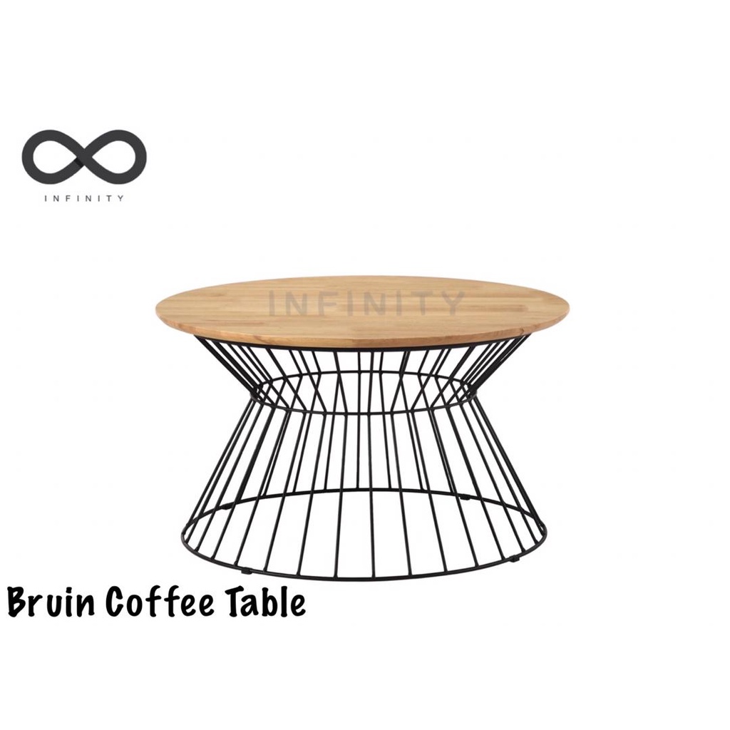 Infinity Bruin Coffee Table / Metal Leg / Top Solid Wood (Natural ...