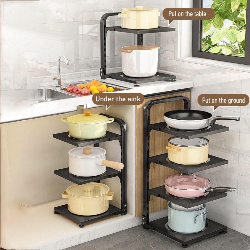 Kitchen Rack Under Sink Shelf Storage Rack Pot Rack | Shopee Malaysia