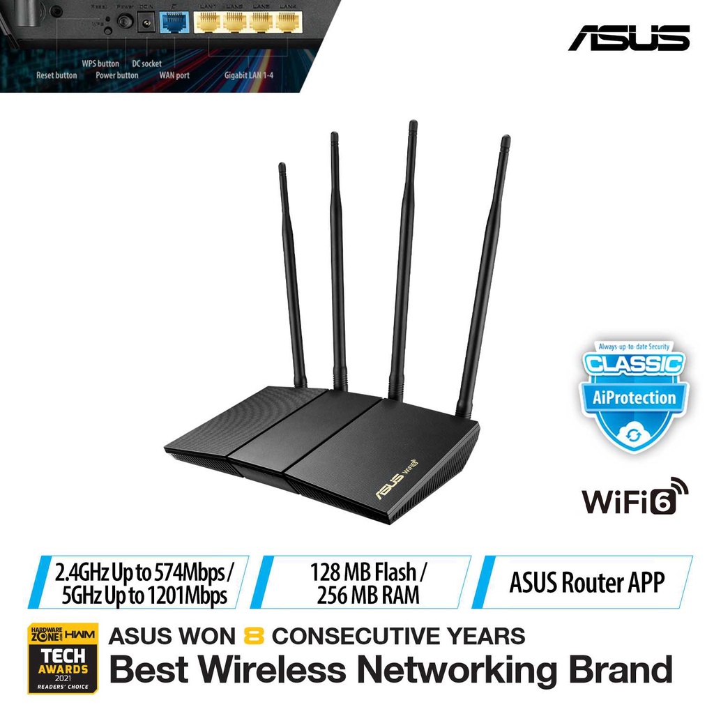 ASUS RT-AX1800HP V2 HIGH POWER WIFI 6 ROUTER WITH STRONG SIGNAL BOOSTER ...