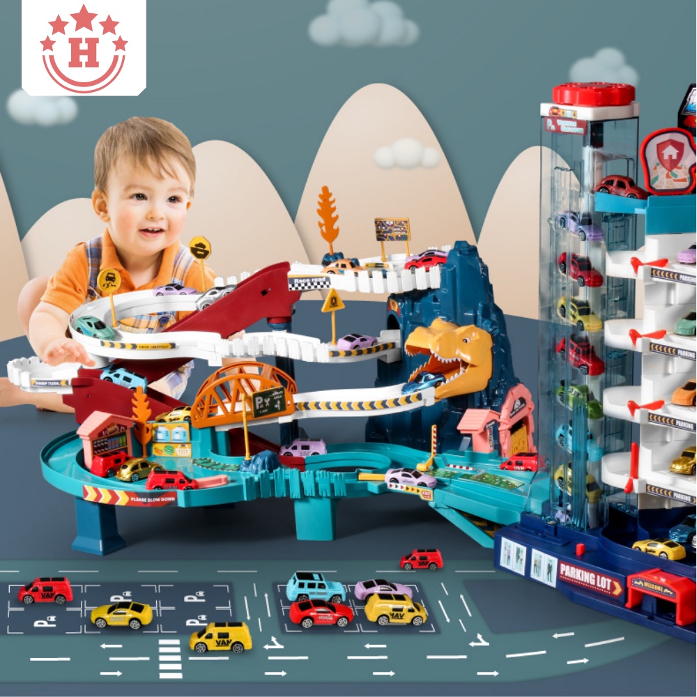 Car Track Kids Toys Dinosaur Highway Multilevel Carpark Parking Lot ...