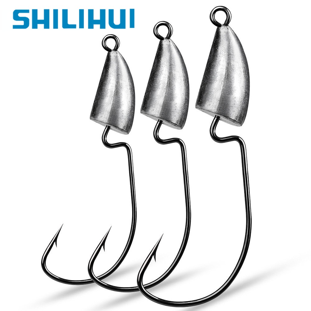 SHILIHUI 5Pcs Offset Worm Hooks 5g-7g-10g-14g Bullet Head Fishhooks Jig ...