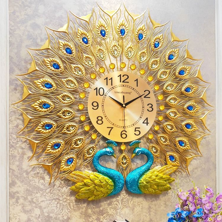 Love Makeup Clock Peacock Wall Clock Living Room Cove Makeup Clock ...