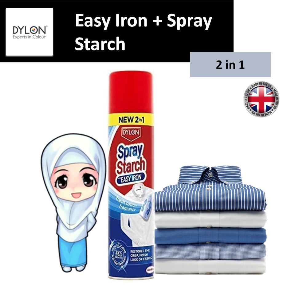DYLON 2 in 1 Anti Wrinkle Starch Spray with Easy Iron for Fabric 300ml ...