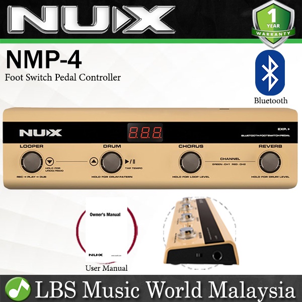 Nux NMP-4 Bluetooth Foot Switch Pedal Wireless Controller for Acoustic ...