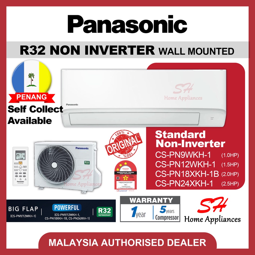 Panasonic R32 Non-inverter Air-conditioner Aircond 1.0HP - 2.5HP (PN ...