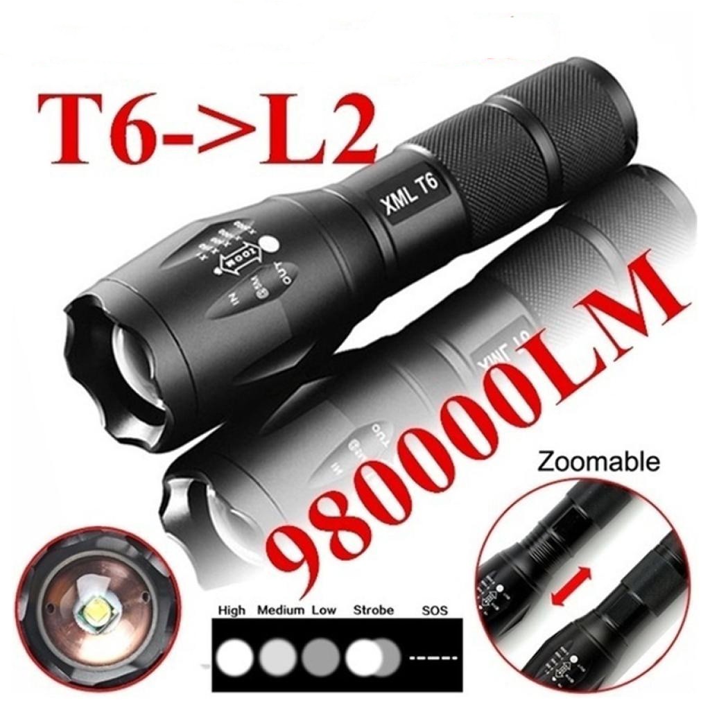 Tactical Flashlight Super Bright Torch Lamp Military LED Light | Shopee ...