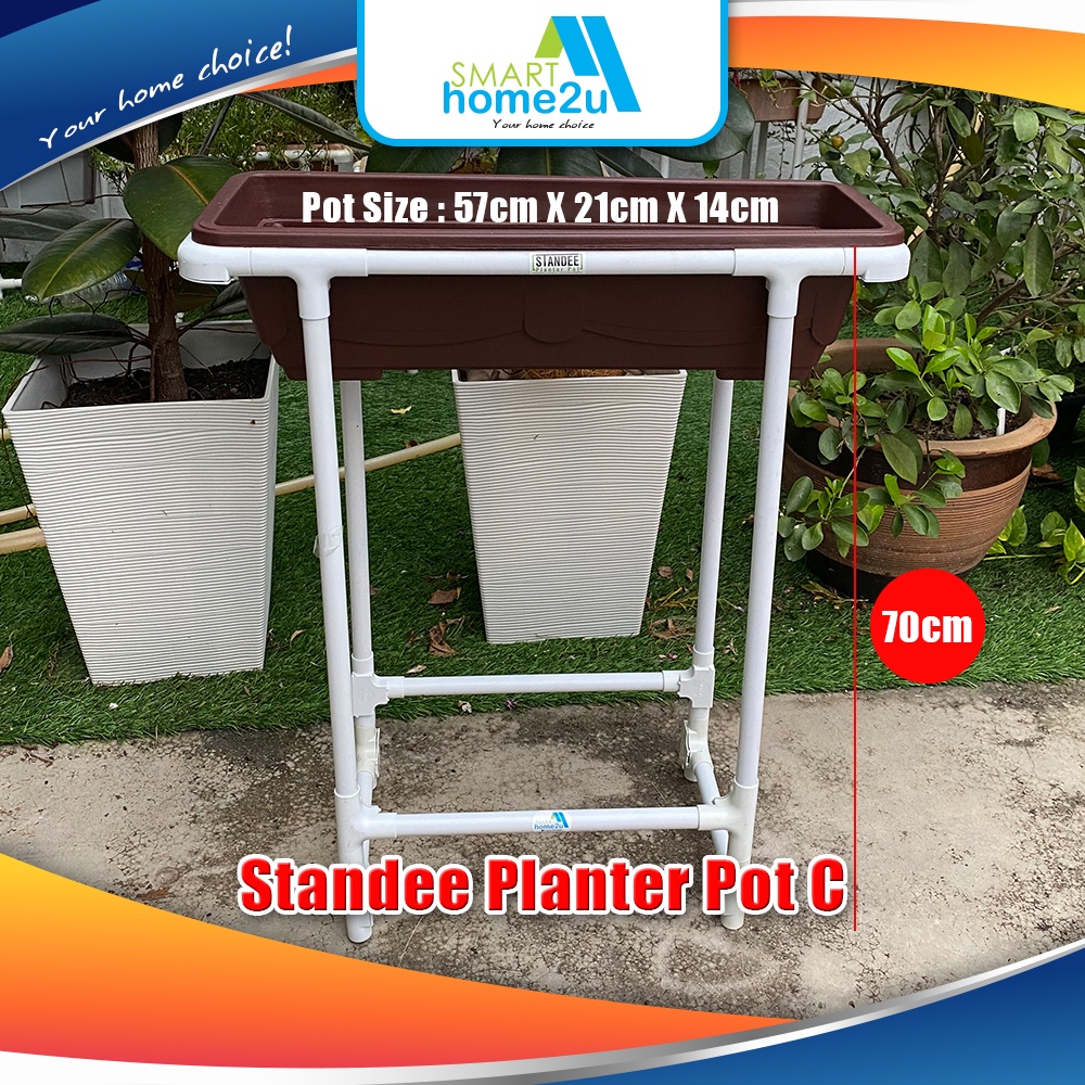 Pasu Kotak / Plastik Pot dengan stand / Tanaman Bunga dan Sayur ...