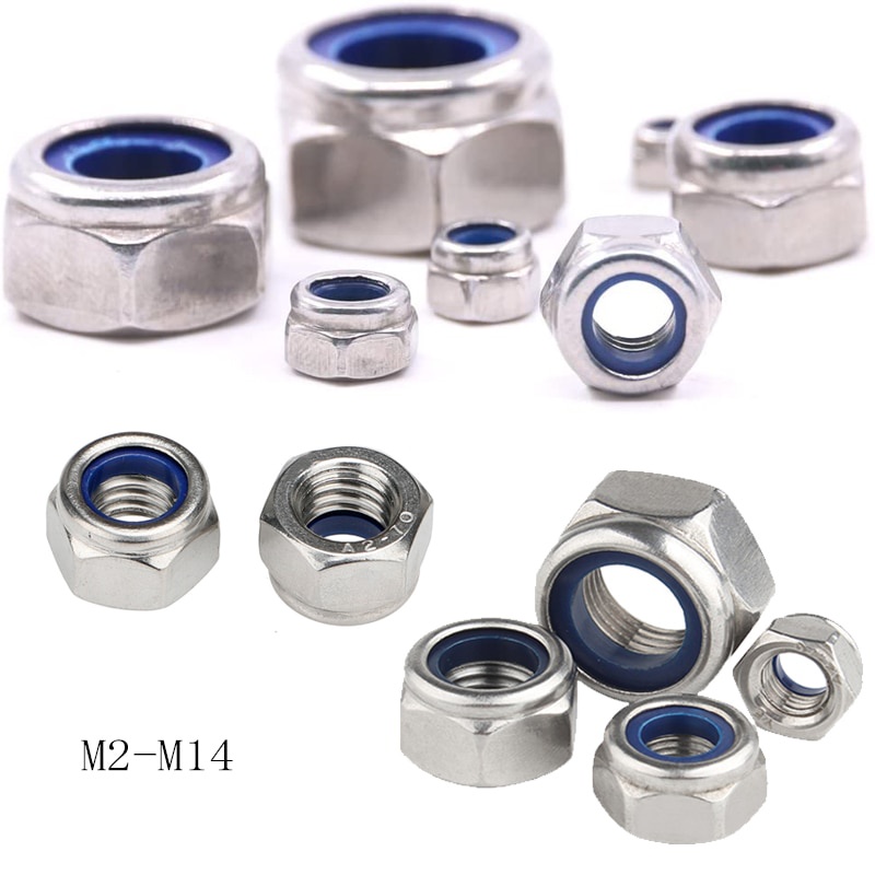 5-25pcs M2 M2.5 M3 M4 M5 M6 M8 M10 M12 M14 M16 M18 M20 M24 304 Stainless Steel Hex Nylon Insert ...