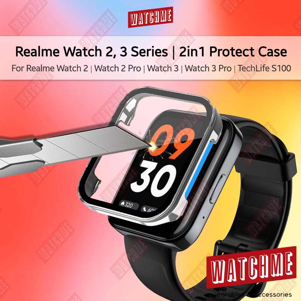 Realme Watch Protector Case, 2in1 Hard Casing With Screen Glass Cover ...