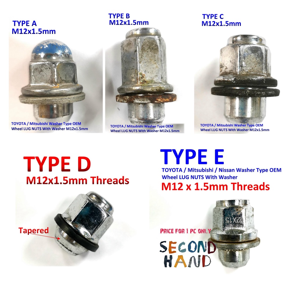 TOYOTA / Mitsubishi / Nissan Washer Type OEM Wheel LUG NUTS With Washer ...