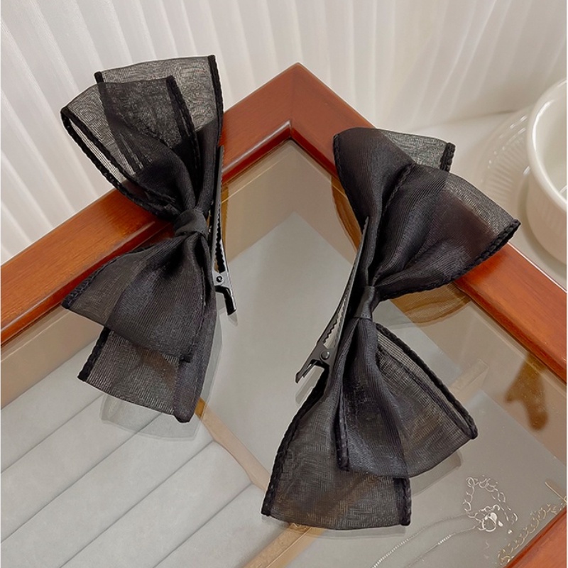 Korean Version Elegant Gauze Bow Hair Clip Sweet Side Bangs Hairpin ...