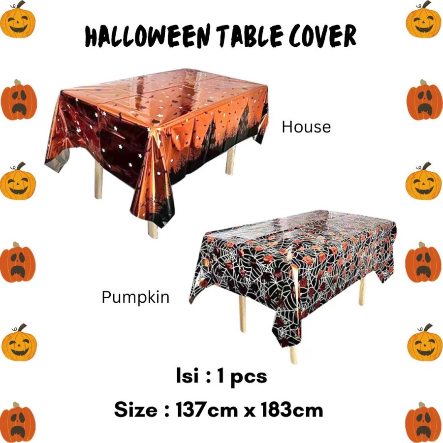 Halloween Table Cover / Pumpkin Haunted House Plastic Table Cloth ...