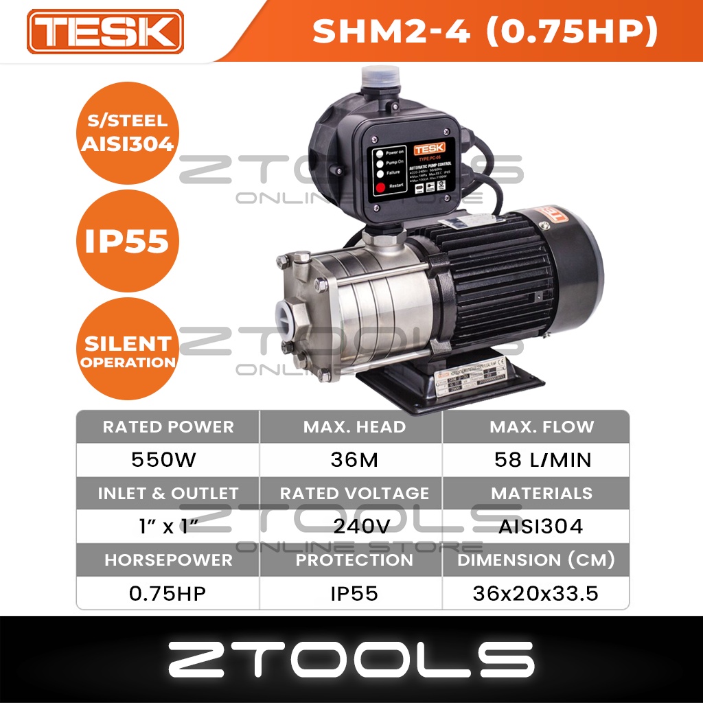 (ZTOOLS) Automatic Home Booster Pump 0.5HP/0.75HP/1HP PSM Silent Water Pump Pam Air Rumah ...