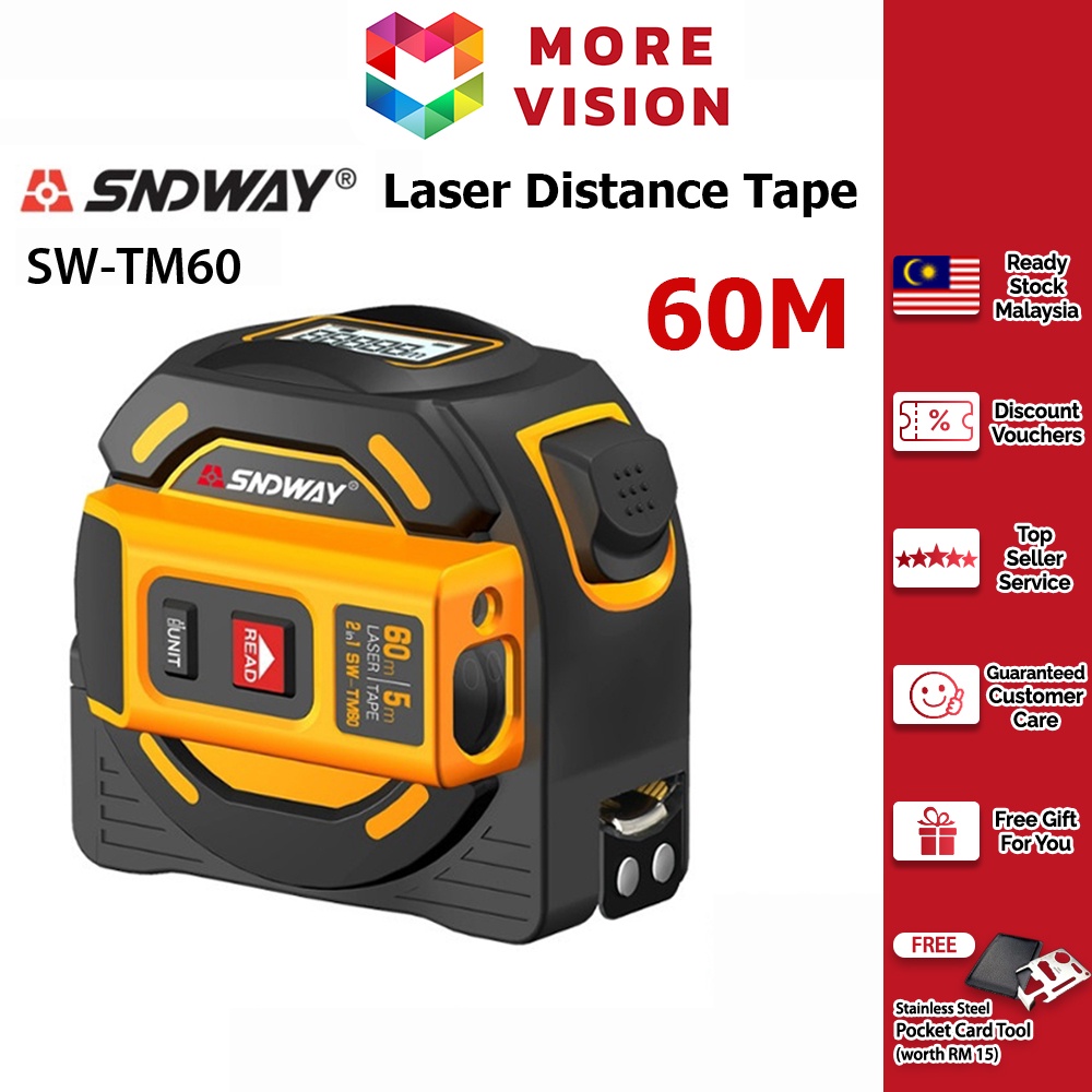 SNDWAY Laser Distance Meter Tape Rangefinder Ruler Measuring Tool 2 in ...