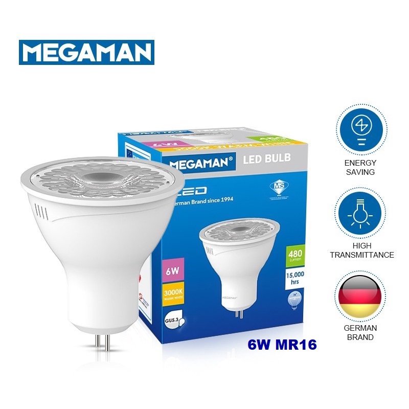 Megaman 6W MR16 (GU5.3) Non-Dim LED Light Bulb (3000K-Warmwhite/4000K ...